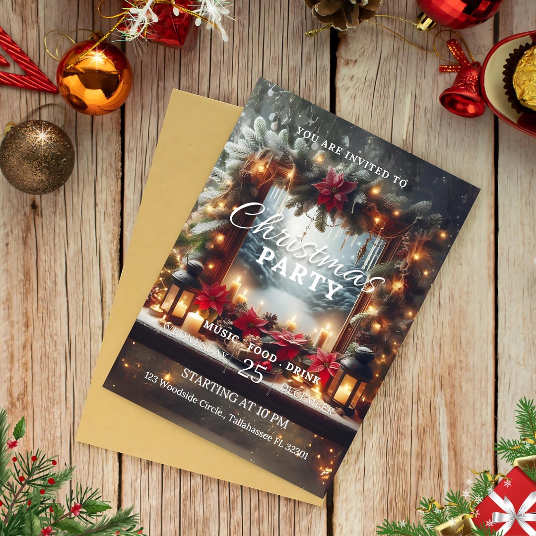 Editable Christmas Party Invitation, Christmas Party Template, Winter ...