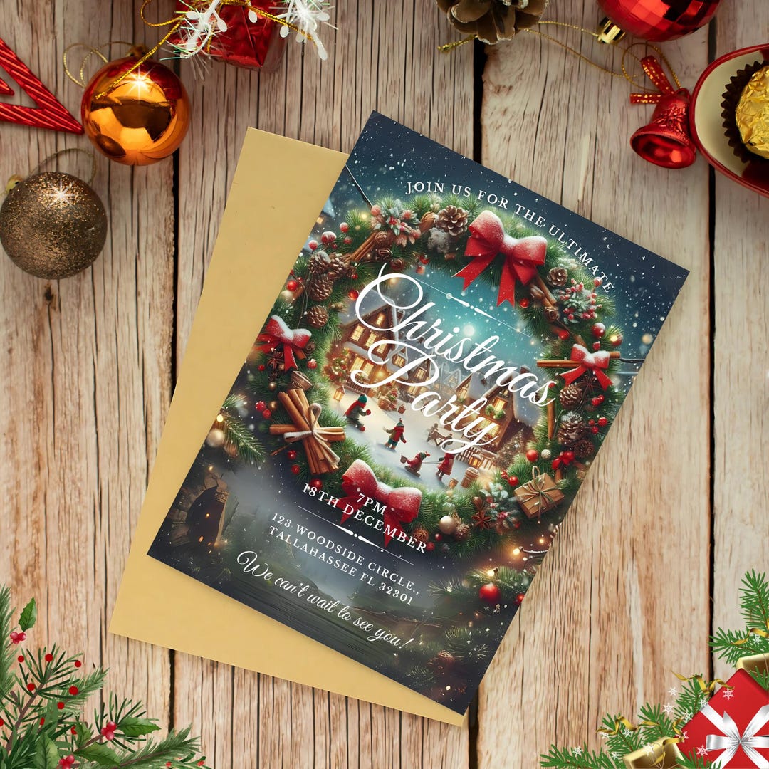 Editable Christmas Party Invitation, Christmas Party Template, Winter ...