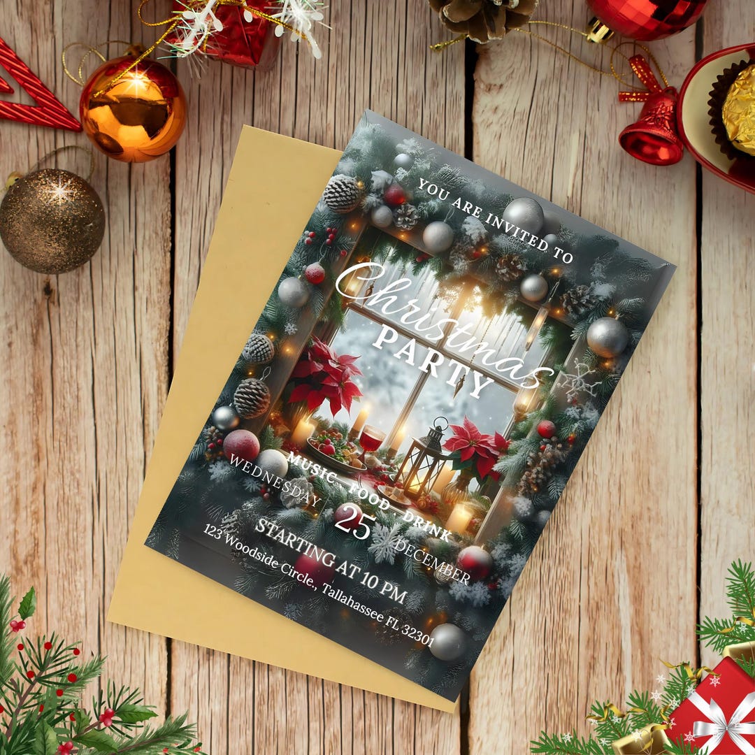 Editable Christmas Party Invitation, Christmas Party Template, Winter ...