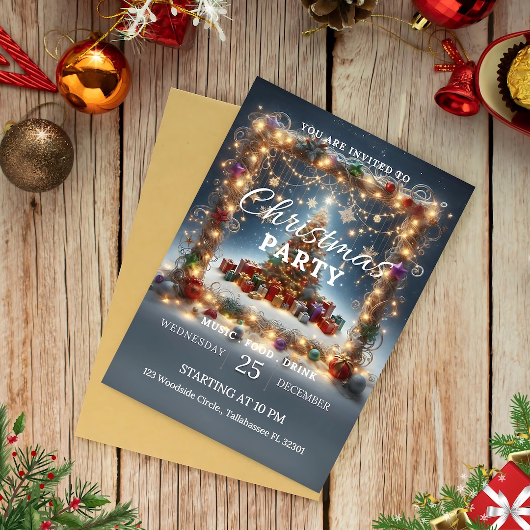 Editable Christmas Party Invitation, Christmas Party Template, Winter ...