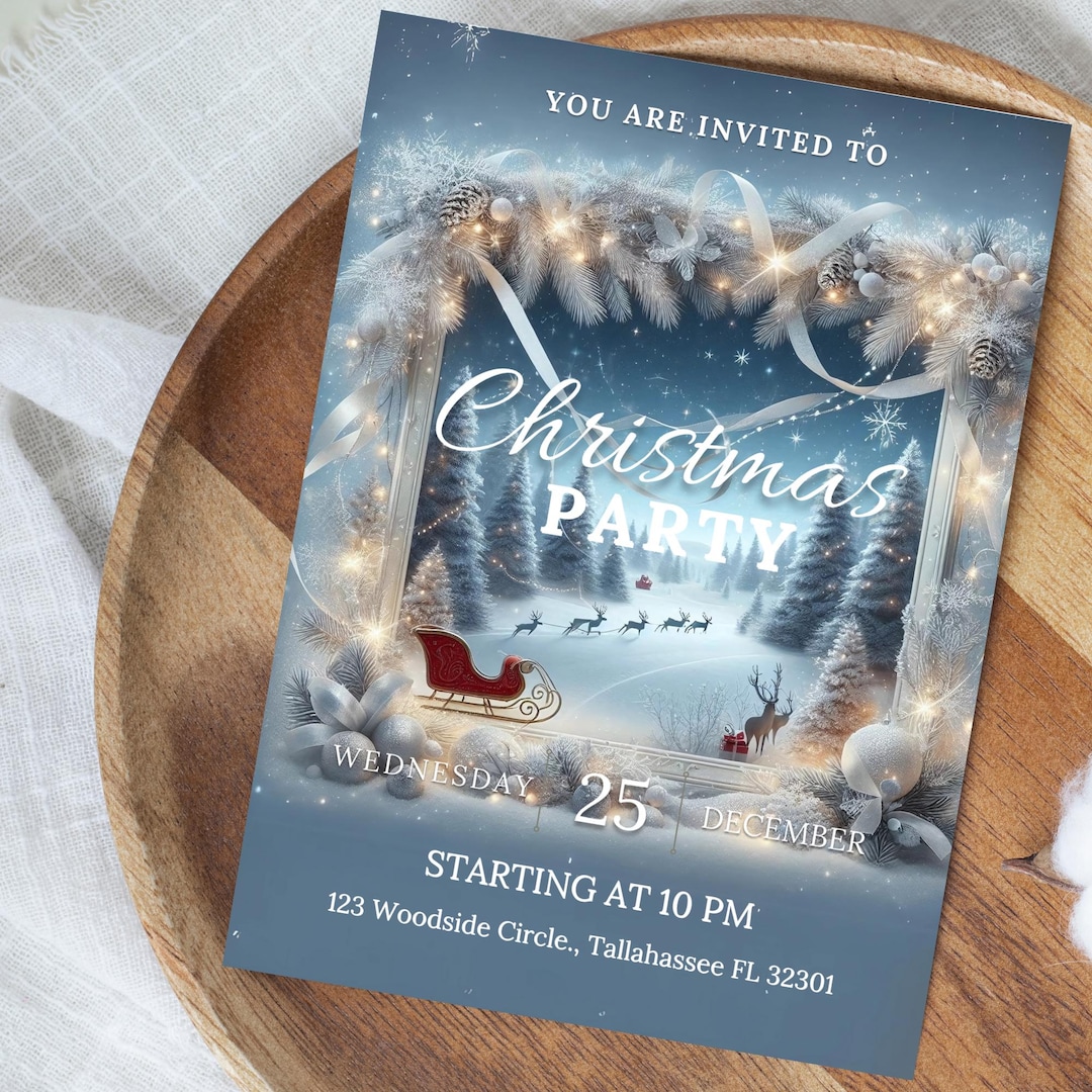 Editable Christmas Party Invitation, Christmas Party Template, Winter ...