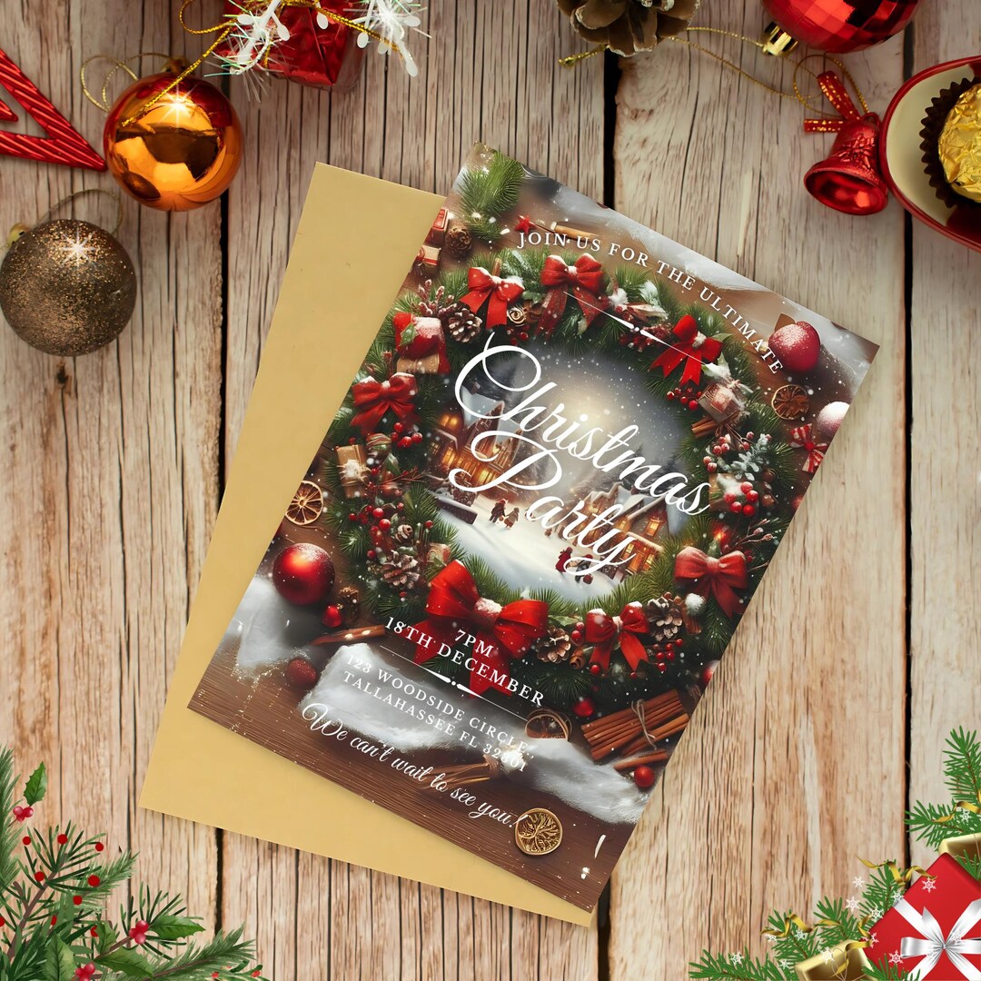 Editable Christmas Party Invitation, Christmas Party Template, Winter ...