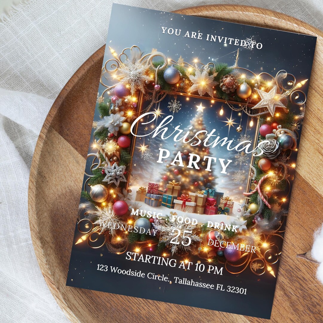 Editable Christmas Party Invitation, Christmas Party Template, Winter ...