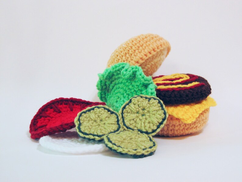 Crochet Pattern, Hamburger Coaster Set, Crochet Food, Amigurumi ...