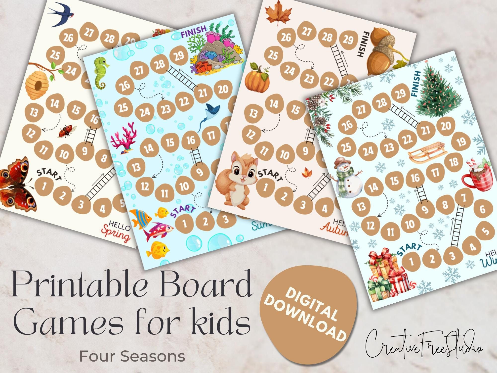 PRINTABLE Board Games for Kids | Four Seasons - Spring, Summer, Autumn ...