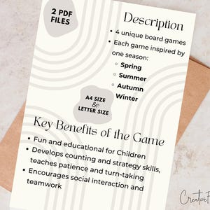 PRINTABLE Board Games for Kids | Four Seasons - Spring, Summer, Autumn ...