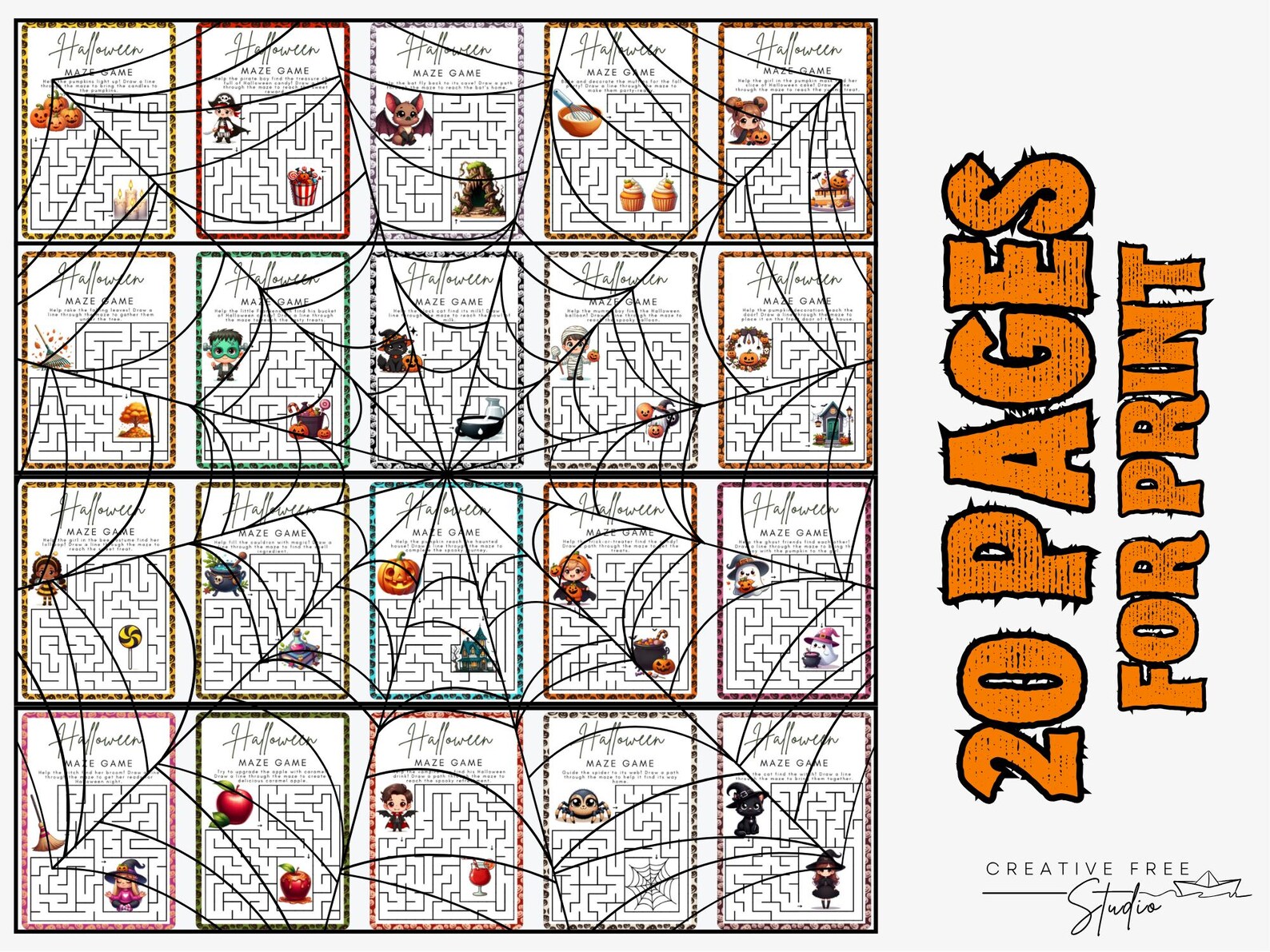 PRINTABLE Halloween Maze Games for Kids | 20 Unique Mazes | Spooky ...