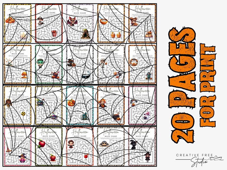 PRINTABLE Halloween Maze Games for Kids | 20 Unique Mazes | Spooky ...