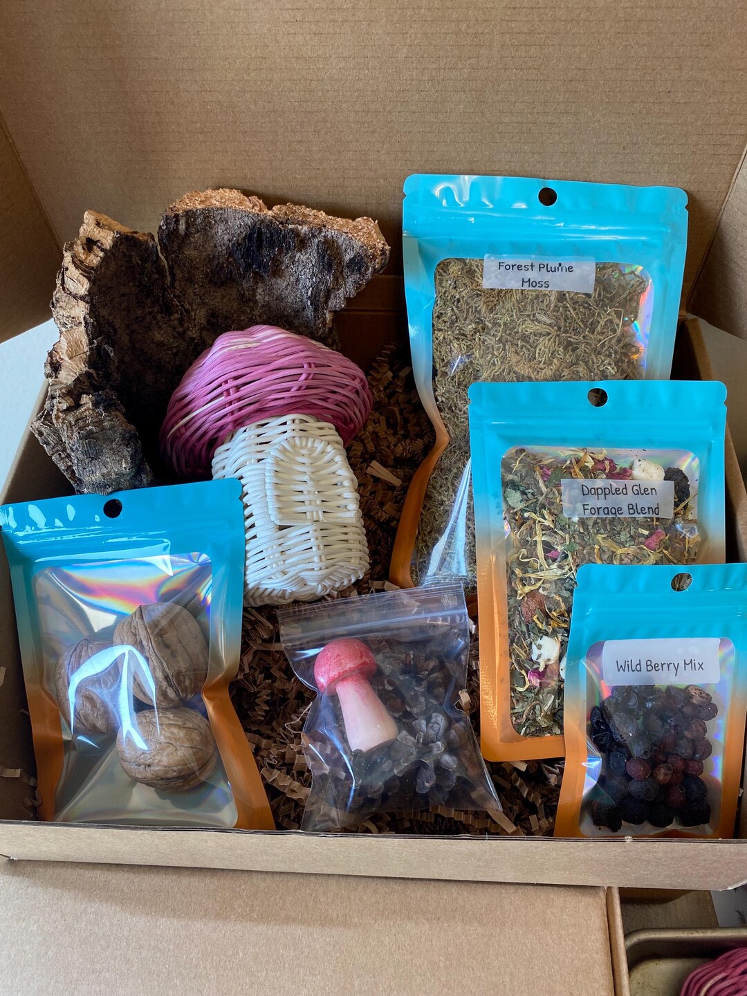 Hamster Activity Box Fall Autumn Mushroom Woodland Cork Bark Log Forest ...