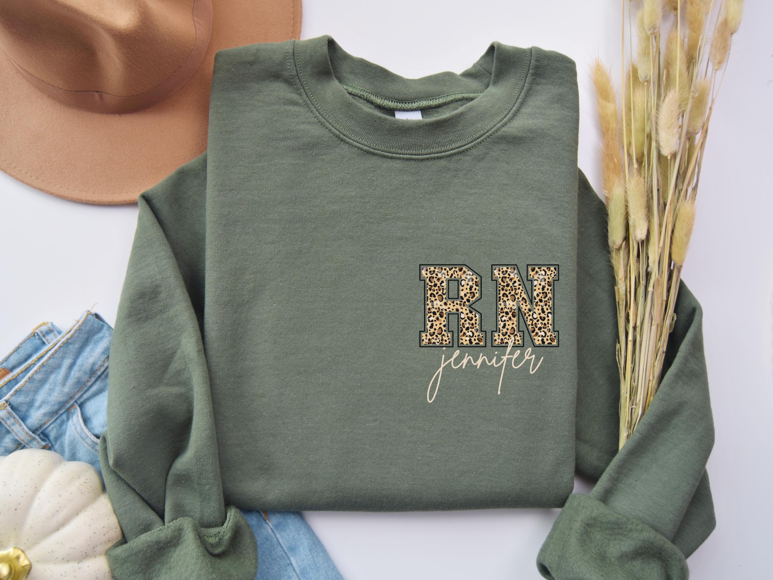 RN Leopard Crewneck Sweatshirt, Perfect Gift for Nurses, Nursing ...