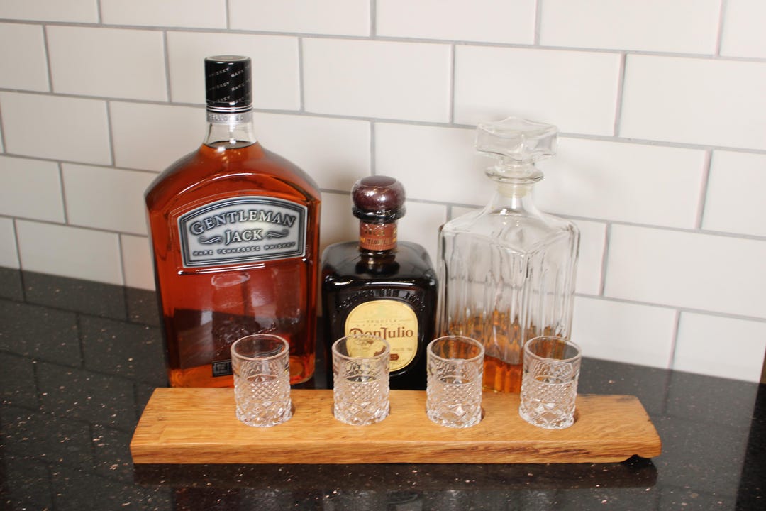 Rustic Wooden Tasting Tray for Whiskey, Tequila, or Liquor- Handmade ...