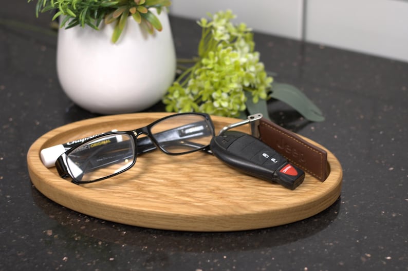 White Oak Wood Oval Catchall Tray Textured Small Tray for Keys, Jewelry ...