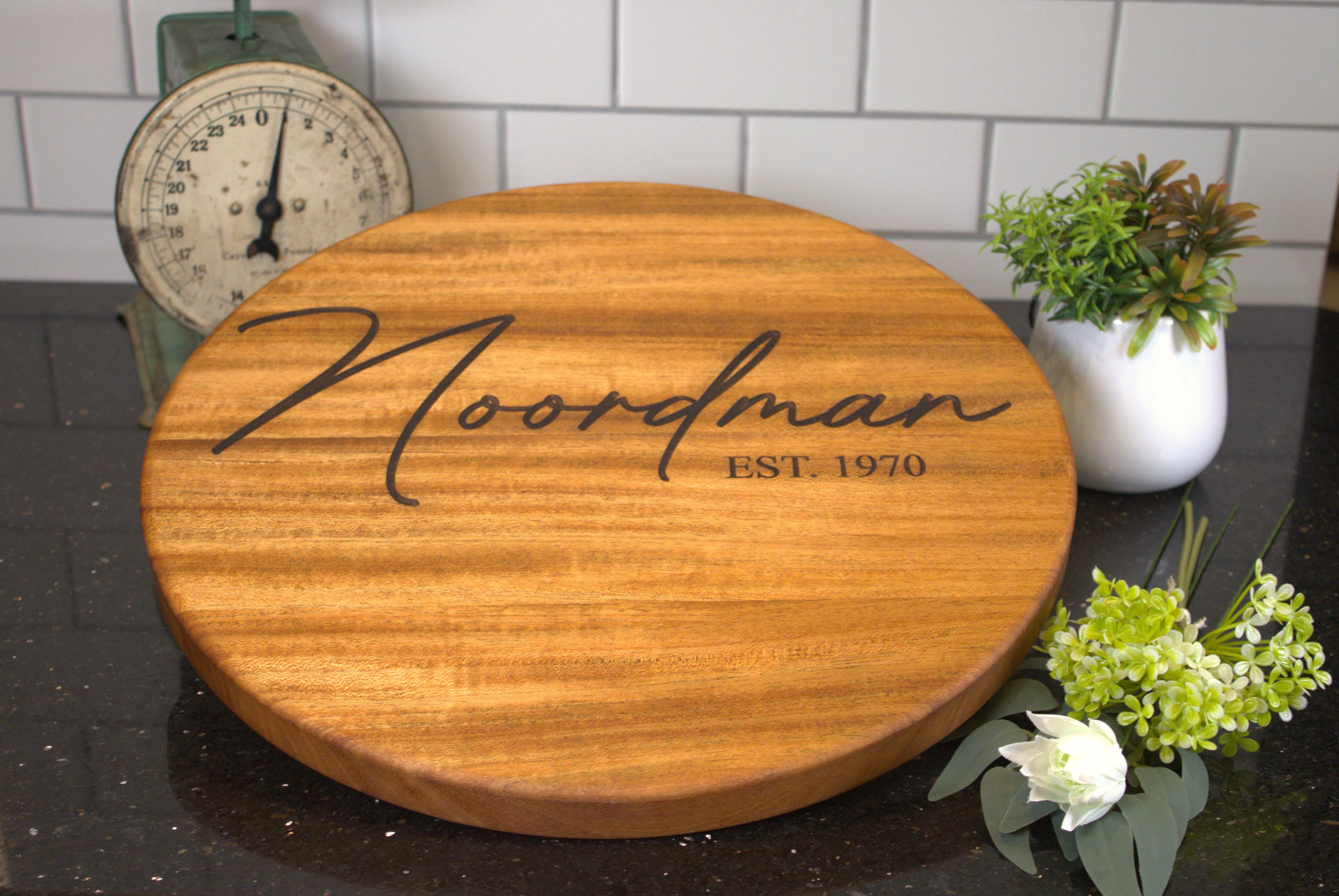 Mahogany Lazy Susan- Custom Engraved- 16, 20, 24 Inch Diameter- Round ...