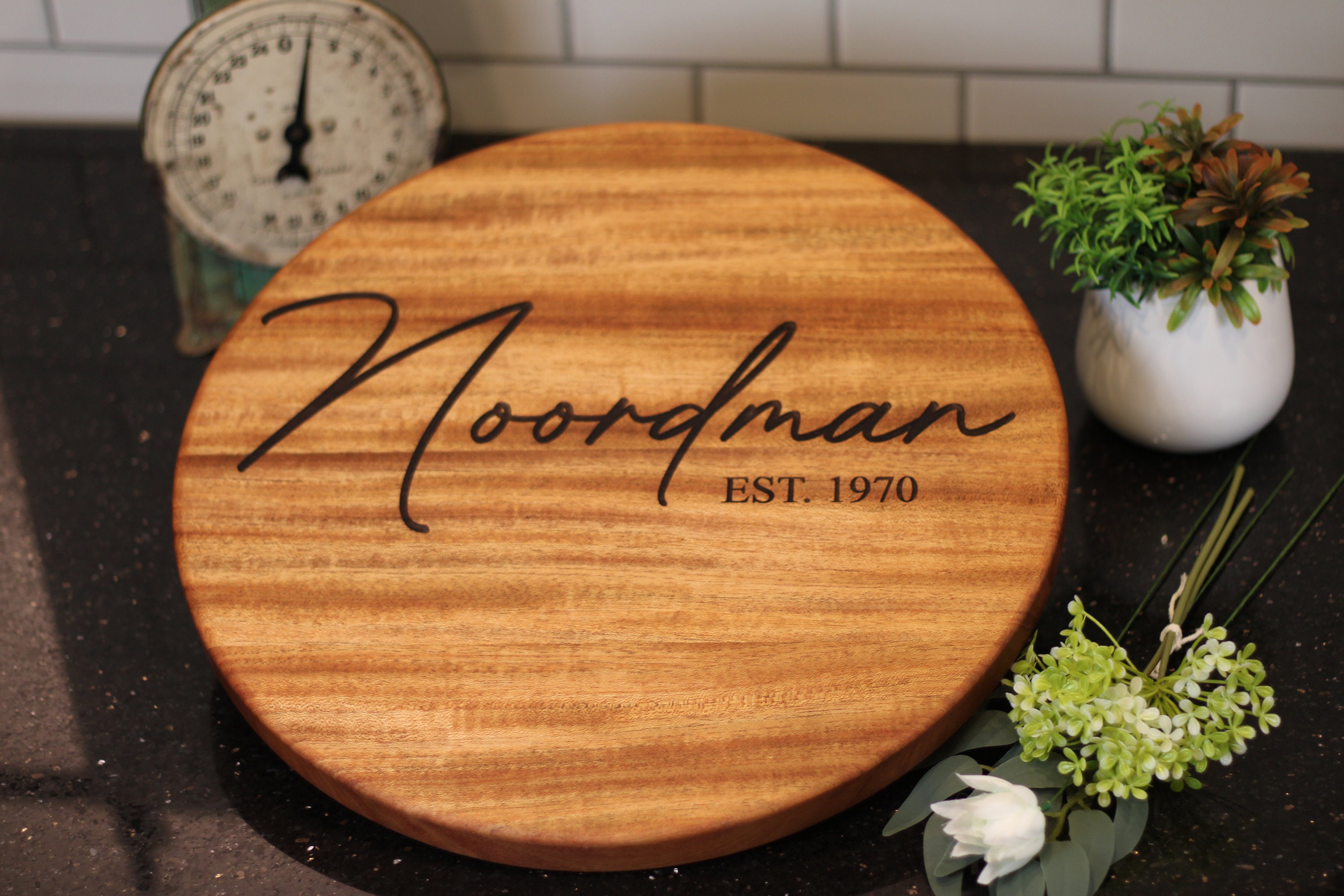 Mahogany Lazy Susan- Custom Engraved- 16, 20, 24 Inch Diameter- Round ...