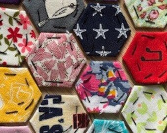 Cotton Fabric Hexagons, EPP Hexagons, Ready Made Hexagons, Tacked ...
