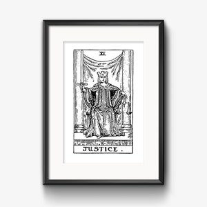 DIGITAL PRINT Justice Tarot Card Instant Download Rider-waite Black and ...