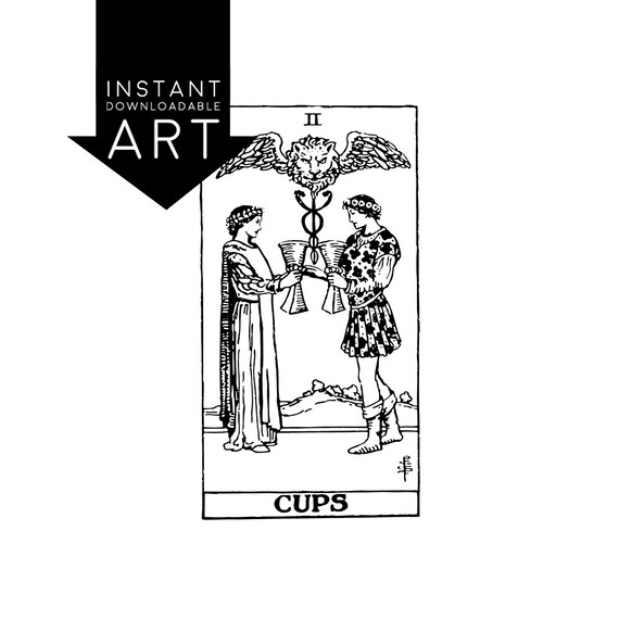 DIGITAL PRINT Two of Cups Tarot Card Instant Download - Etsy