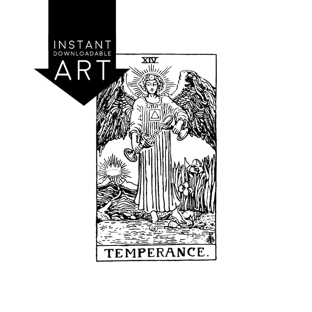 DIGITAL PRINT Temperance Tarot Card Instant Download Rider-waite Black ...