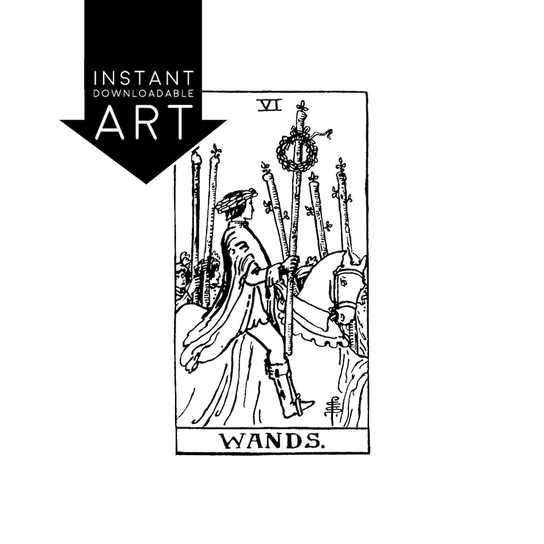 DIGITAL PRINT Six of Wands Tarot Card Instant Download Rider-waite ...