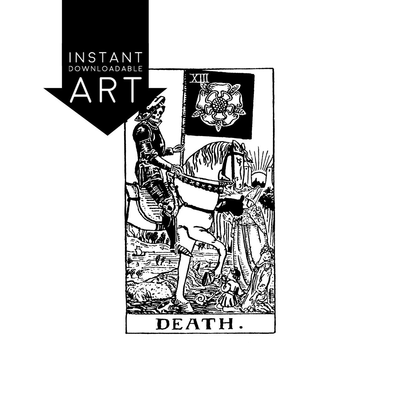 Digital Print Death Tarot Card Instant Download Rider Waite Etsy