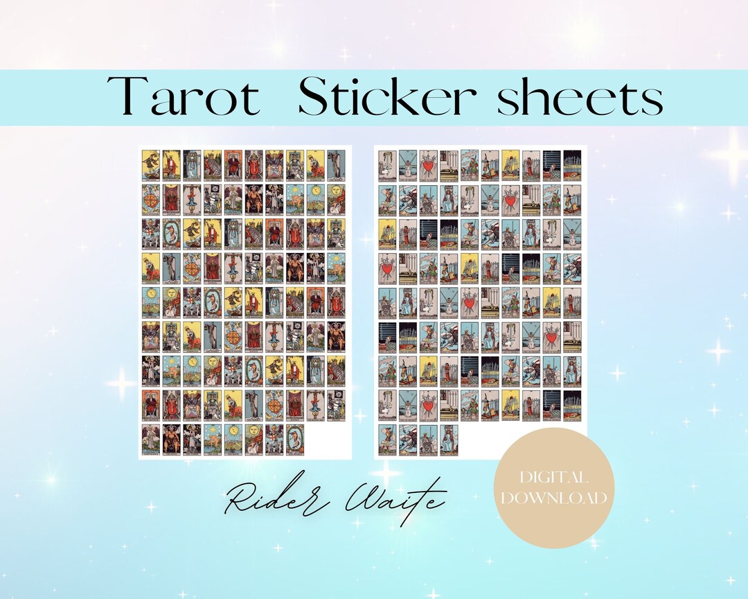 Tarot Stickers, Printable Stickersheet, Rider Waite Tarot Deck, Plotter ...