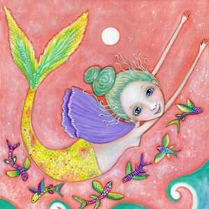 Flying Mermaid Wall Decor, Winged Mermaid Art Print, Mermaid Nursery ...