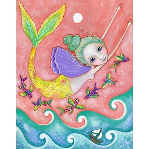 Flying Mermaid Wall Decor, Winged Mermaid Art Print, Mermaid Nursery ...