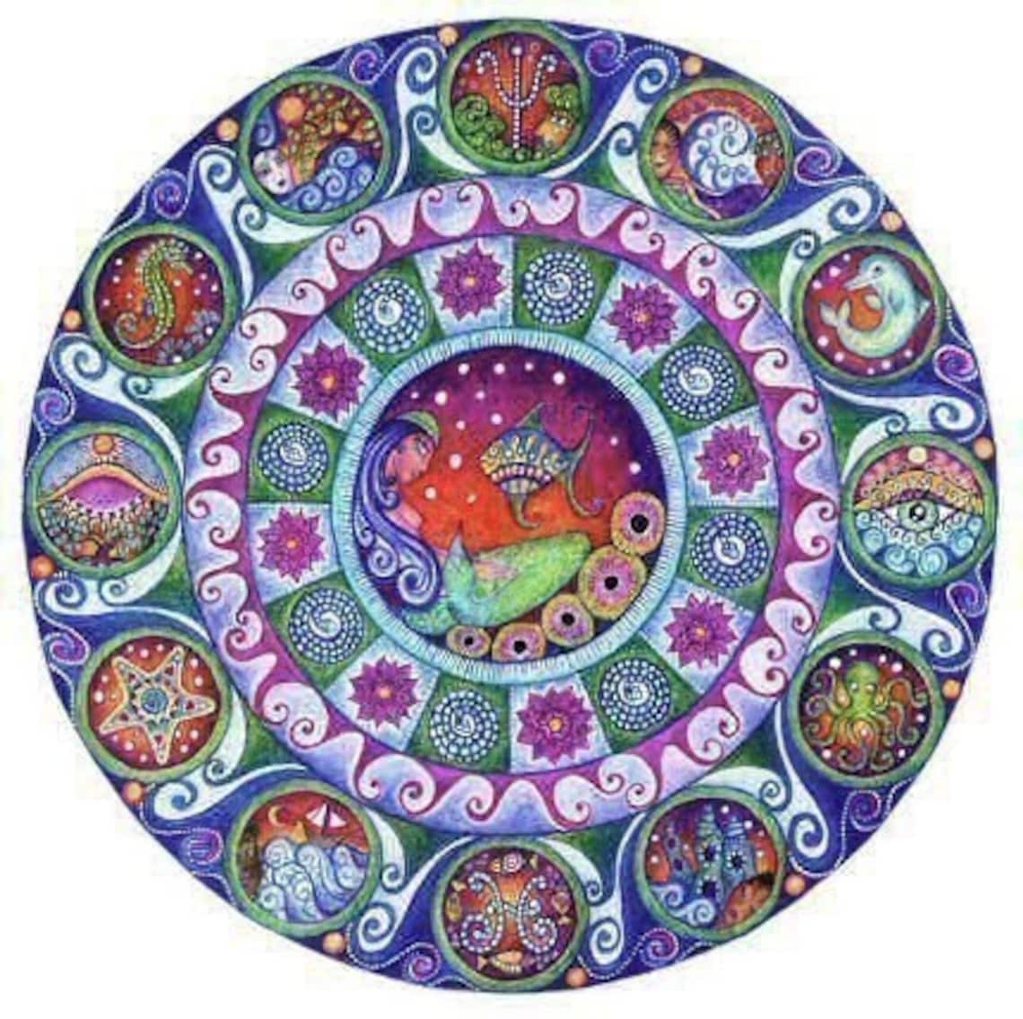 Set of 12 Astrology Mandala Greeting Cards Aries Taurus | Etsy