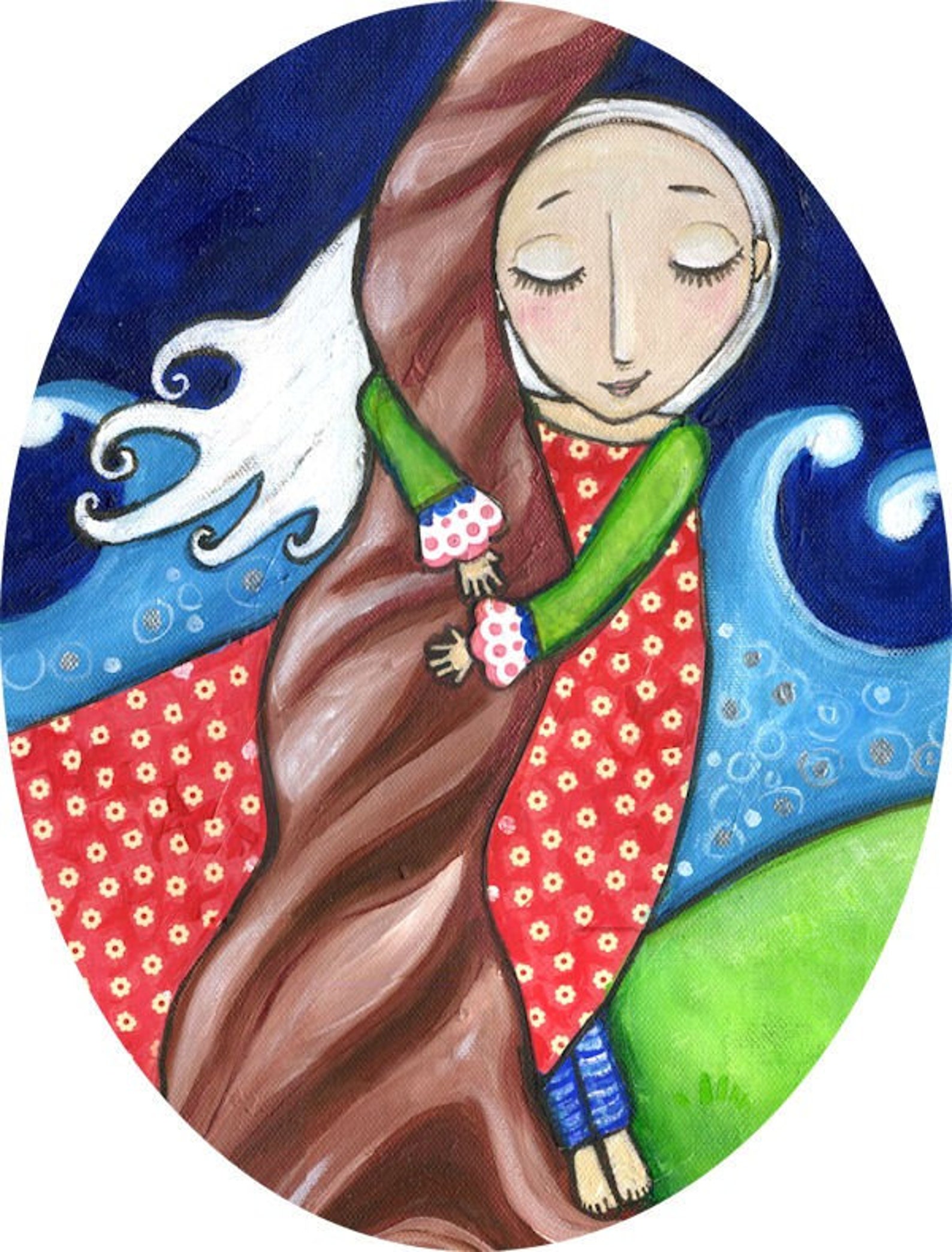 Tree Hugger Print Folk Art Painting - “kindred” by Lindy Longhurst - Etsy