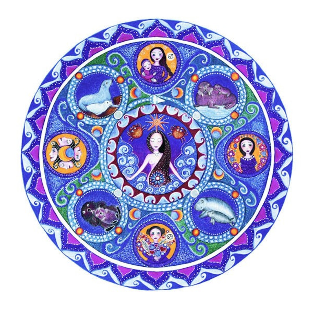 Cancer Astrology Mandala Art Print Zodiac Art Healing Art Meditation ...