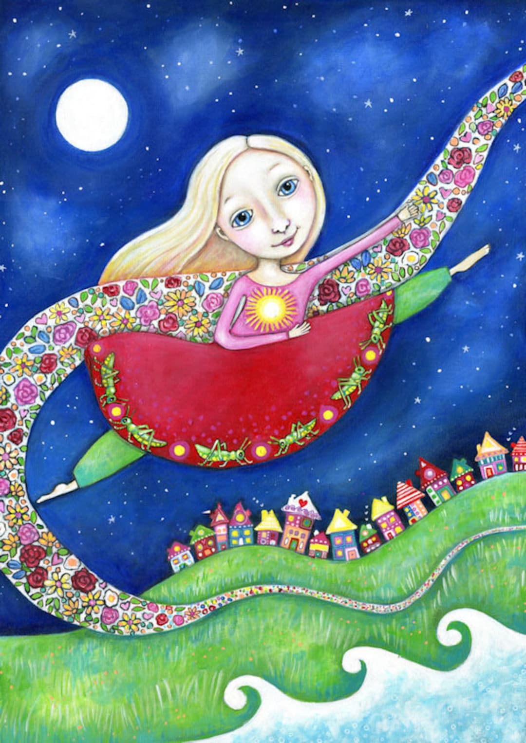 Set of Eight A4 Size Art Prints of Your Choice - Whimsical Folk Wall ...