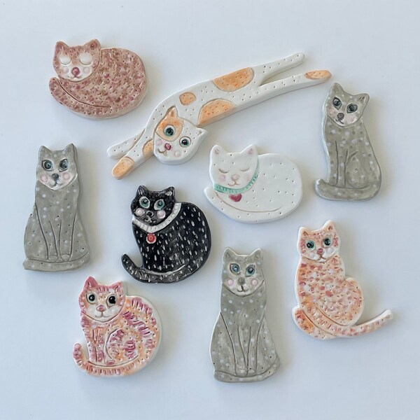 Ceramic Cat Brooch - Etsy