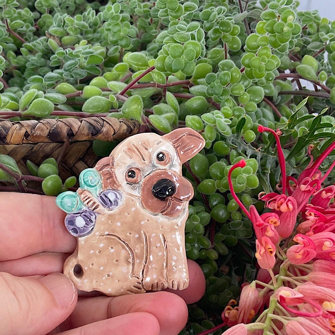 Butterfly Pug Ceramic Brooch, Handmade Clay Pug Brooch by Lindy ...