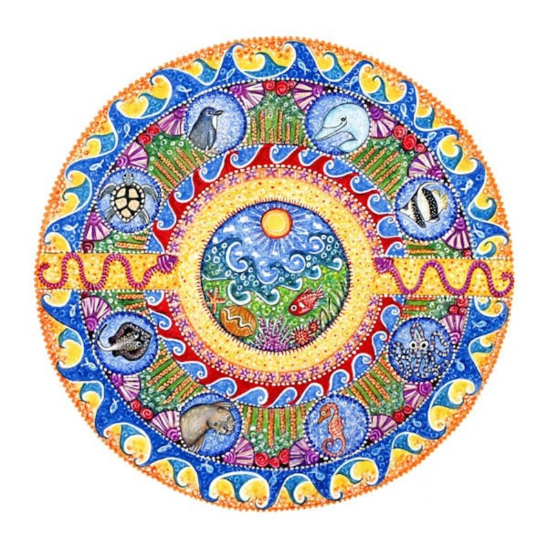 Ocean Mandala Print Colorful Mandala Art Yoga Wall Decor - Etsy France