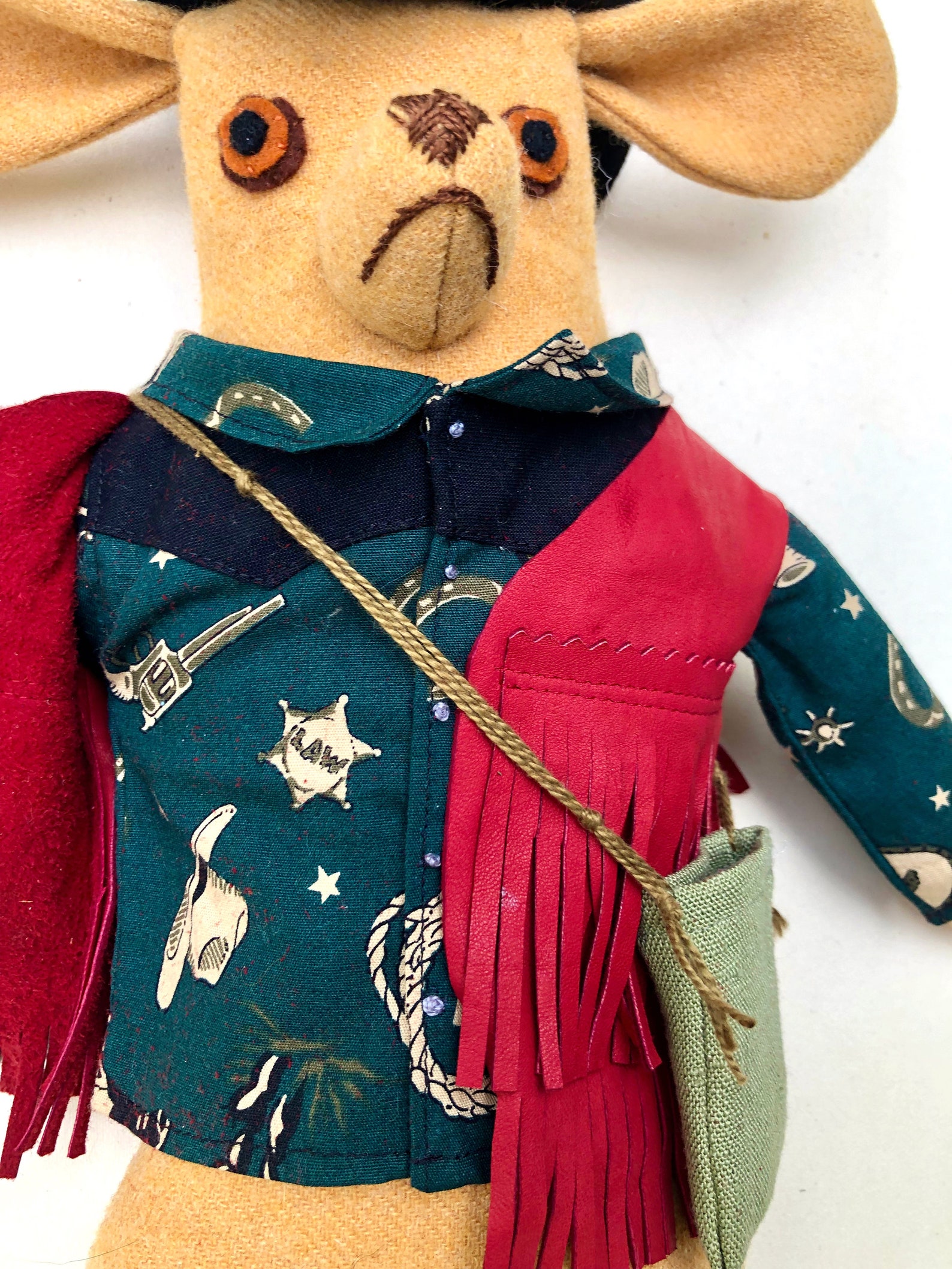 Cowboy Yellow Hound Dog Boy Doll Wool Fringed Vest - Etsy