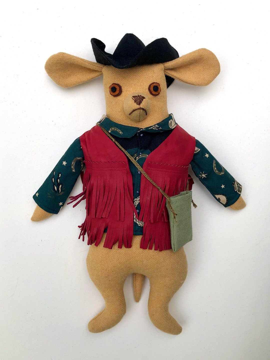 Cowboy Yellow Hound Dog Boy Doll Wool Fringed Vest - Etsy