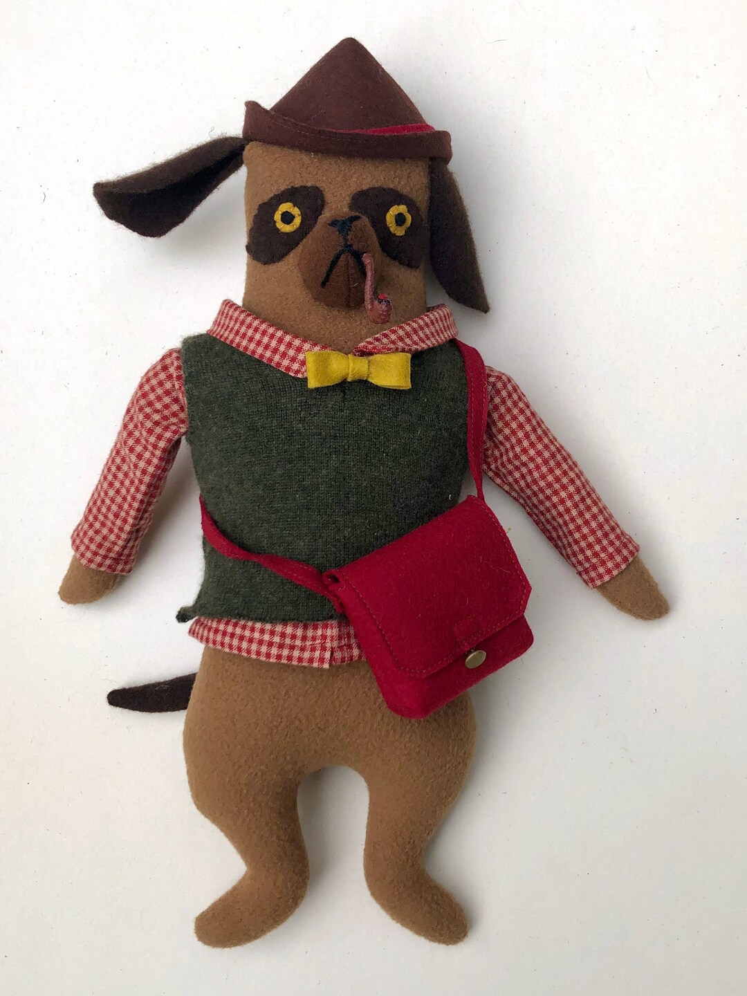 Brown Hound Dog With a Pipe Doll Wool - Etsy