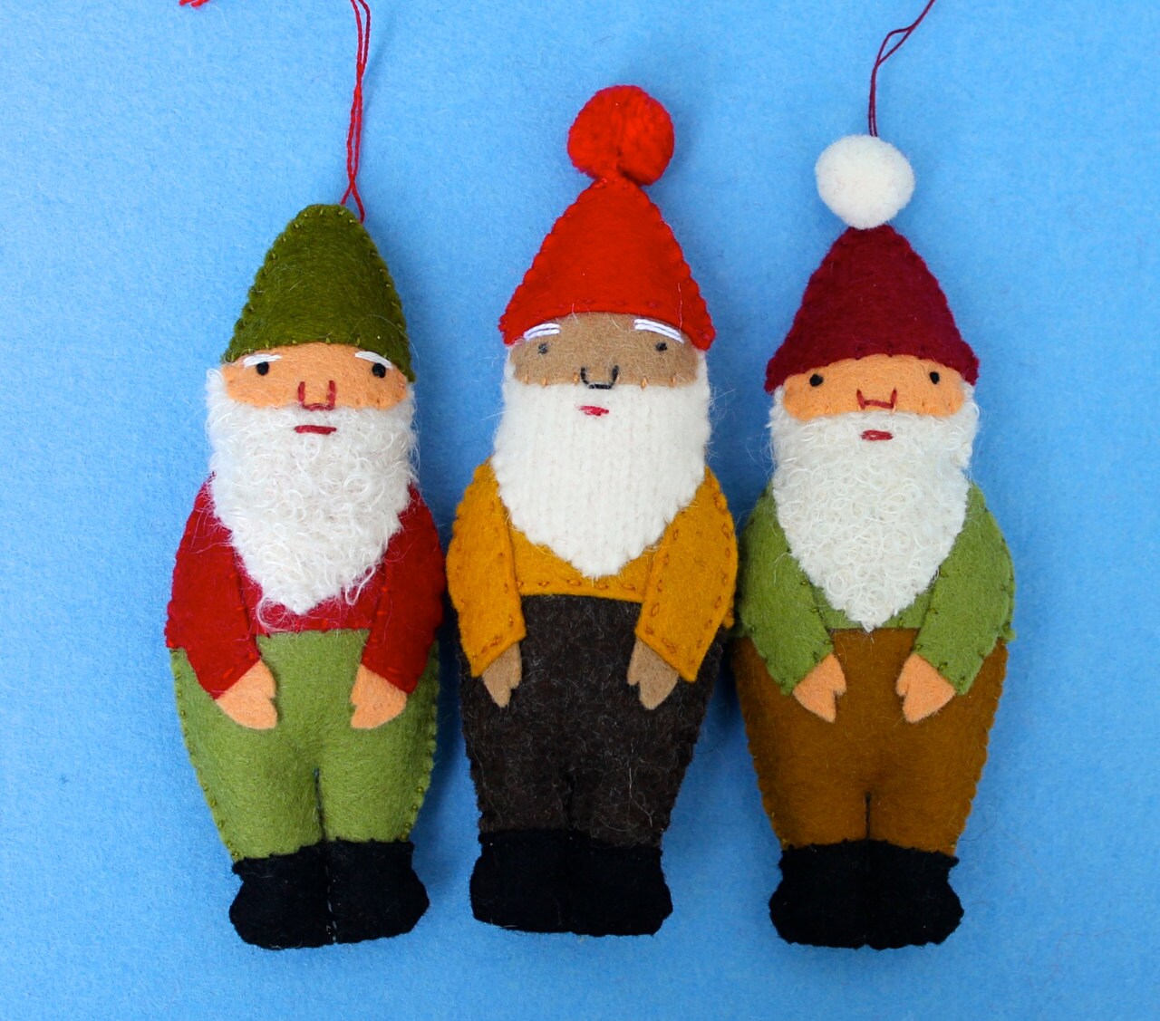Gnome Elf Ornament Pdf Pattern Tutorial Felt Toy Embroidery - Etsy