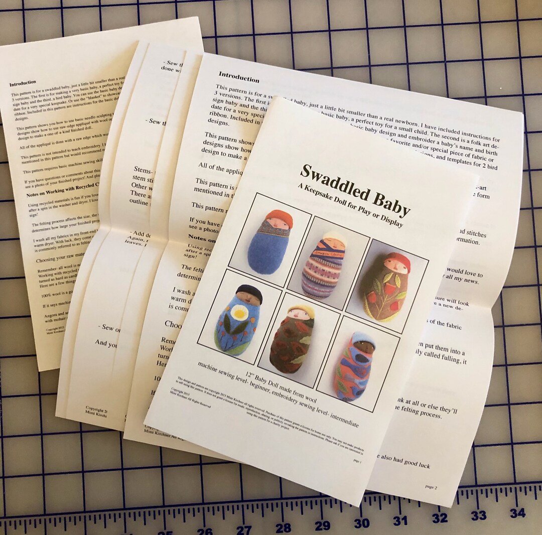 Swaddled Baby Doll Pattern Tutorial Paper Pattern - Etsy