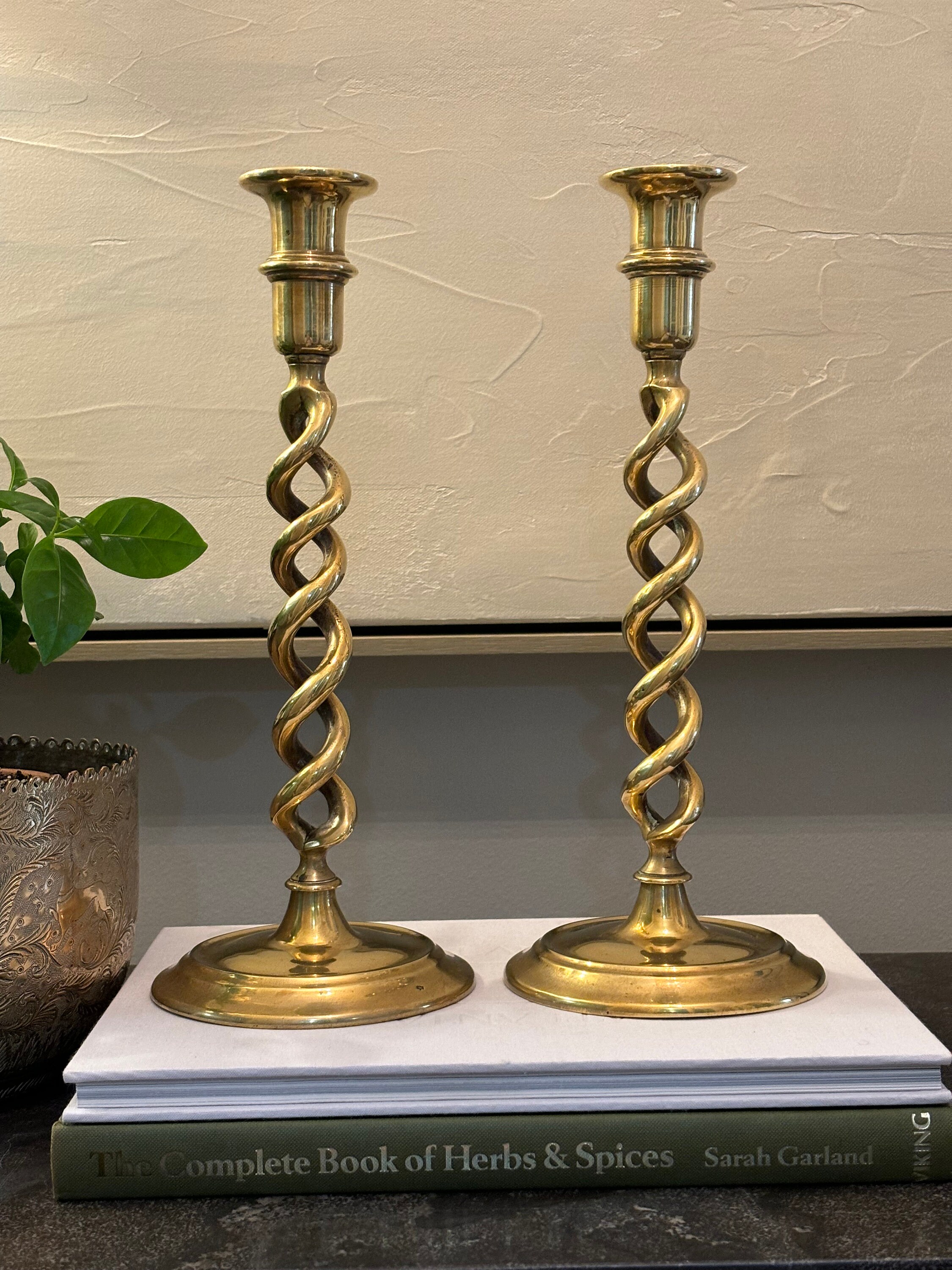 Pair of Large Antique Brass Spiral Twist Candlesticks 11.5 Inches - Etsy