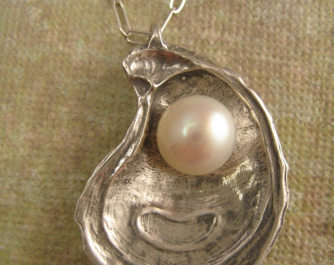 Oyster Pearl Necklace in Sterling - Etsy