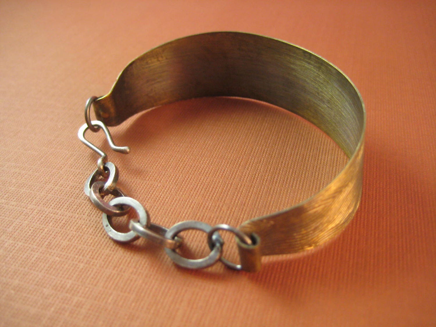 Ocean Bracelet Brass & Sterling Wearable Two Ways Large Wave Pattern - Etsy