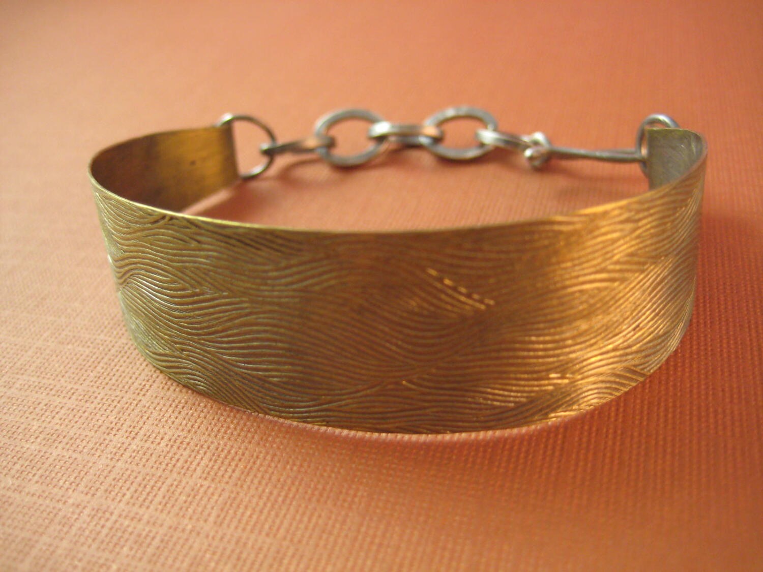 Ocean Bracelet Brass & Sterling Wearable Two Ways Large Wave Pattern - Etsy