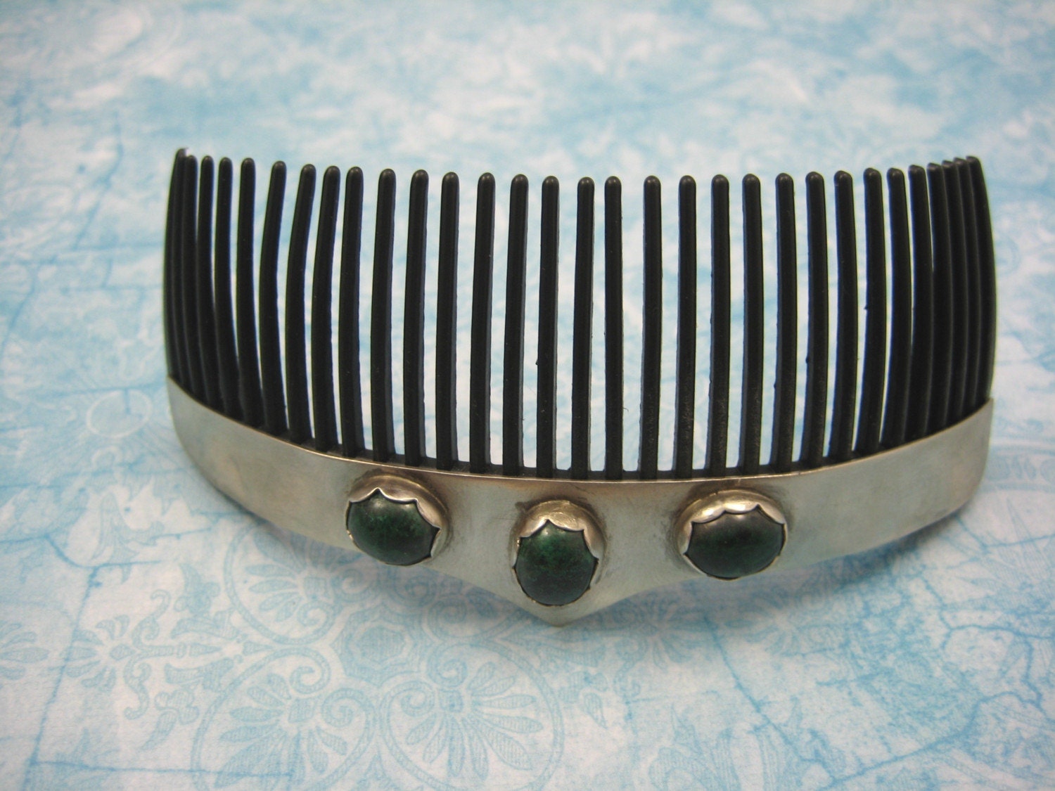 One of Kind Sterling , Stone Hair Comb - Etsy