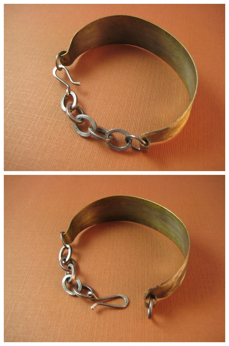 Ocean Bracelet Brass & Sterling Wearable Two Ways Large Wave Pattern - Etsy
