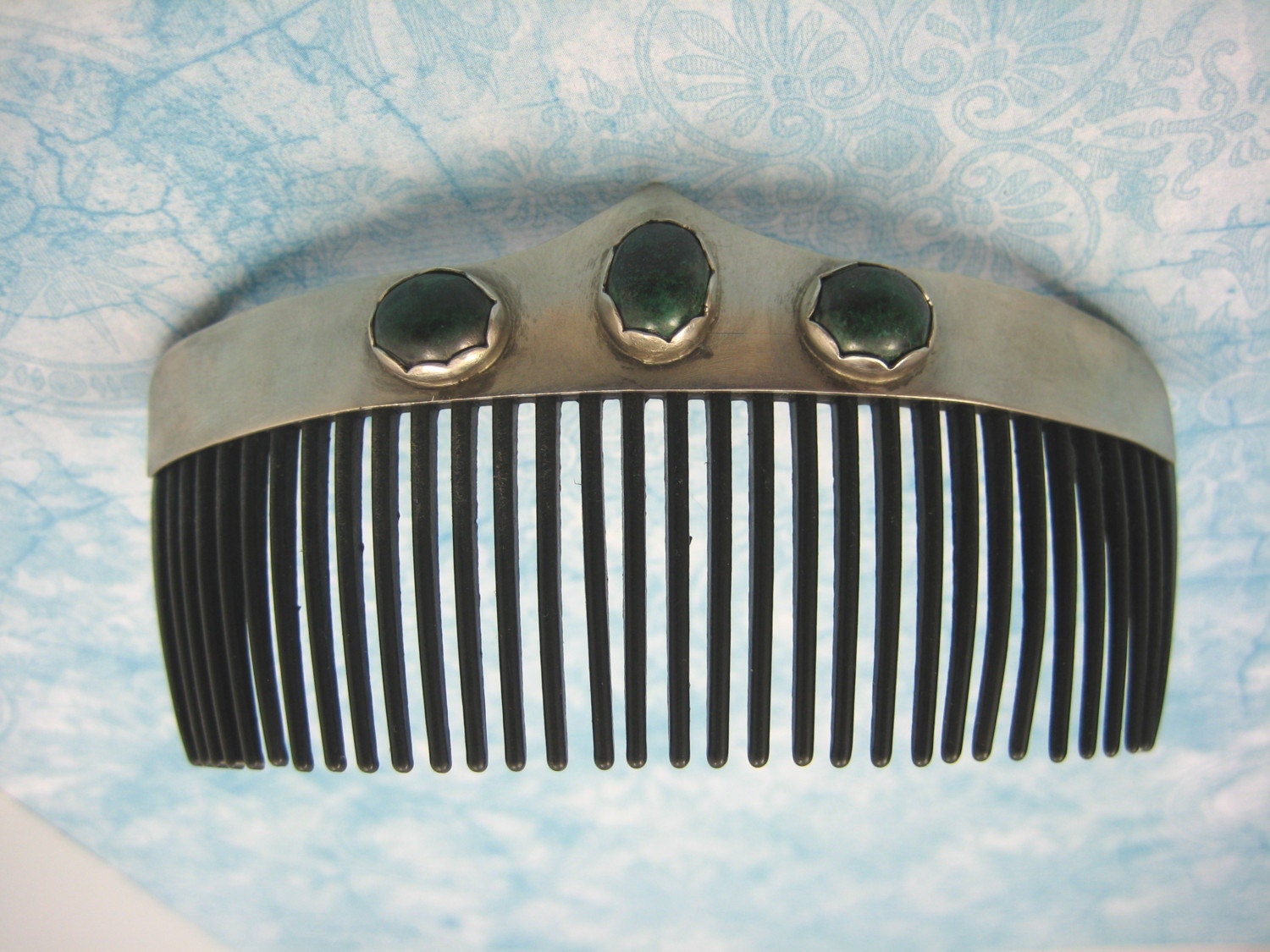 One of Kind Sterling , Stone Hair Comb - Etsy