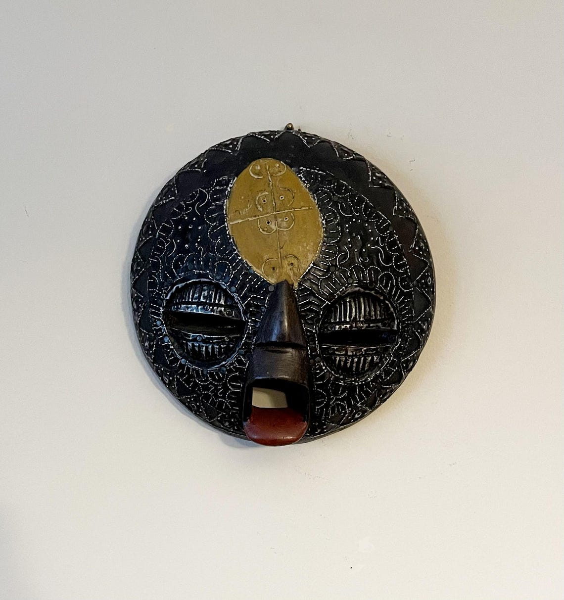 Hand-carved Wood and Metal African Mask, Asante Ghana Mask, Decorative ...