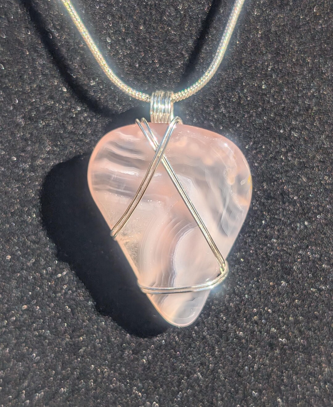 Handmade Swazi Agate Pendant Necklace, Silver Wire Wrapped Stone ...