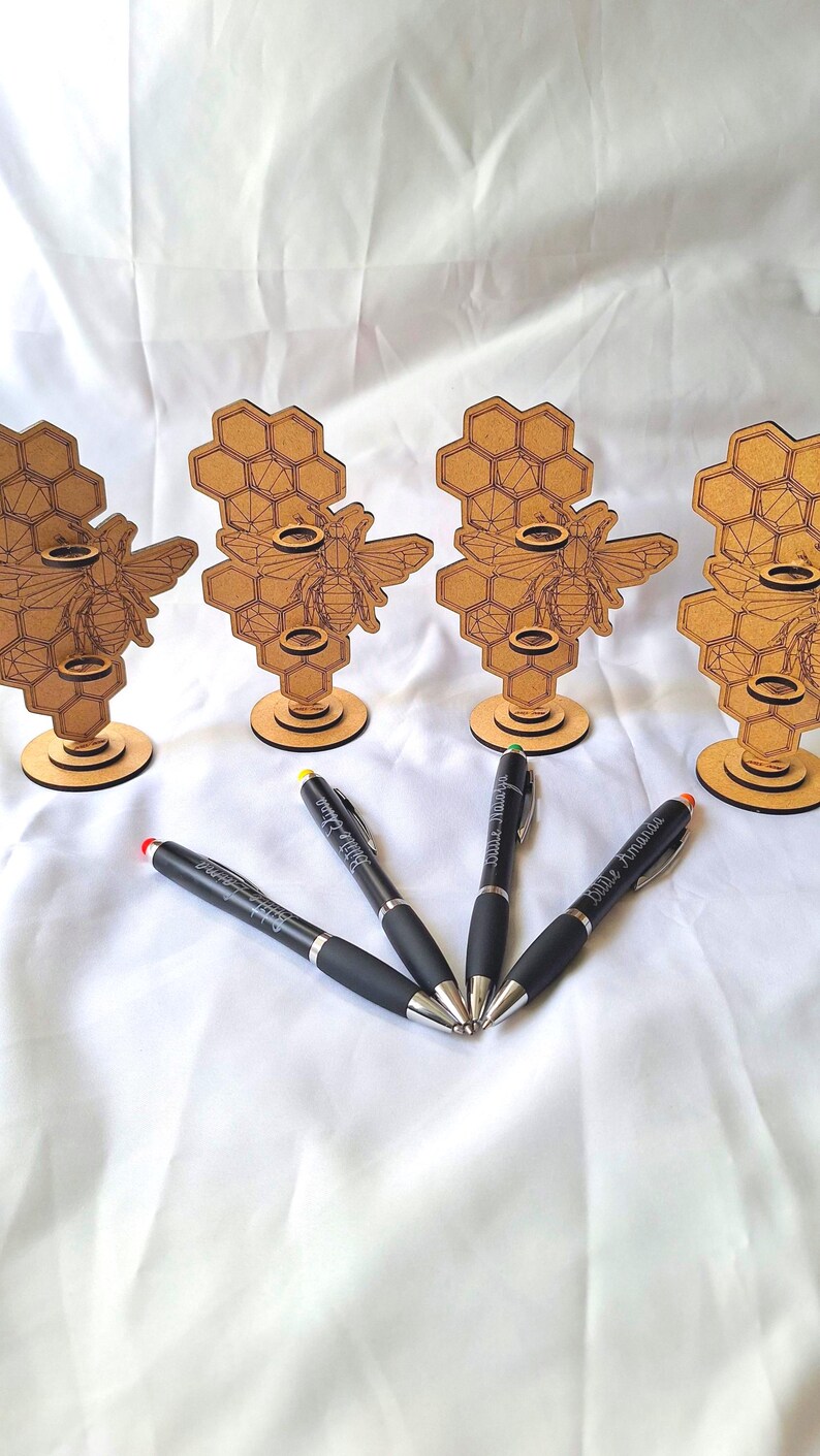 Laser Cut Wooden Bee and Honeycomb Pen Holder: Teacher Gift (digital ...