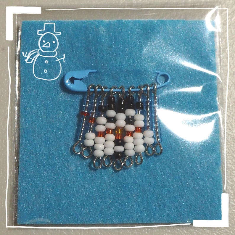 Snowman Beaded Safety Pin Bag Pin - Etsy